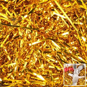 zwish gold crinkle cut paper shred filler gift filler 1 lb for gift wrapping basket filling shiny gold best gift filler