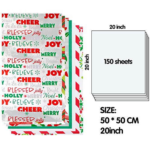 JOYIN 150 Pieces Christmas Wrapping Tissue Paper w/ Hologram & Prints for Gift Decoration, Gift Wrapping Boxes and Bags, Holiday Gift Extra-Special, Christmas Trees, Wine Bottles, Art & Craft and More