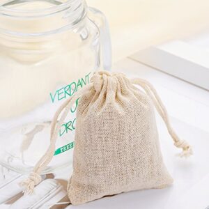 handrong 100pcs Small Cotton Double Drawstring Bags Reusable Muslin Cloth Gift Candy Favor Bag Jewelry Pouches for Wedding DIY Craft Soaps Herbs Tea Spice Bean Sachets Christmas, 3x4 inch