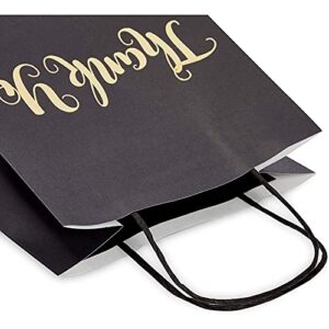 Sparkle and Bash Black Thank You Gift Bags with Handles, Gold Foil (8 x 10 x 4 In, 24 Pack)