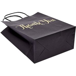 Sparkle and Bash Black Thank You Gift Bags with Handles, Gold Foil (8 x 10 x 4 In, 24 Pack)