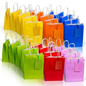 partyville party favor bags – small treat bags 30 pcs small gift bags small size – small candy bags w/gift tags sturdy small goodie bags colored paper bags w/handles – goody bags birthday gift bags