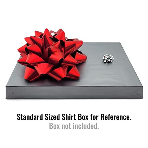 Extra Large Red and Silver Bow Assortment for Gift Wrapping with Bonus Jewelry Bows, 14 Pre-Formed Bows That Come Exactly as Pictured (9”, 6.5”, 4.5”, 2.3”, 1.3”) Made in USA