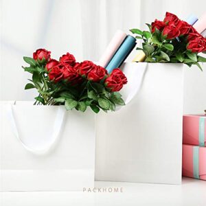 PACKHOME 10 Large Gift Bags 14.5x5x10.5 Inches, White Premium Gift Bags with Handles for Gift Giving (Glossy White)