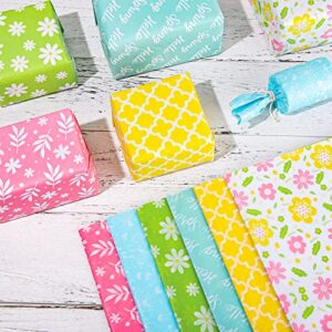 Whaline 90 Sheet Spring Tissue Paper Colorful Floral Pattern Gift Wrapping Paper 6 Flower Design Pastel Easter Tissue Paper for Spring Birthday Wedding Gift Packing DIY Art Craft, 13.8 x 19.7in