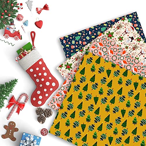 ZINTBIAL Christmas Wrapping Paper for Kids Boys Girls Baby Men Women - Gift Wrapping Paper Include Santa, Stockings,Tree, Xmas Wrapping Paper 20 x 29 Inches per Sheet （12 Sheets 48 sq. ft.）Recyclable,Easy to Store,Not Rolled