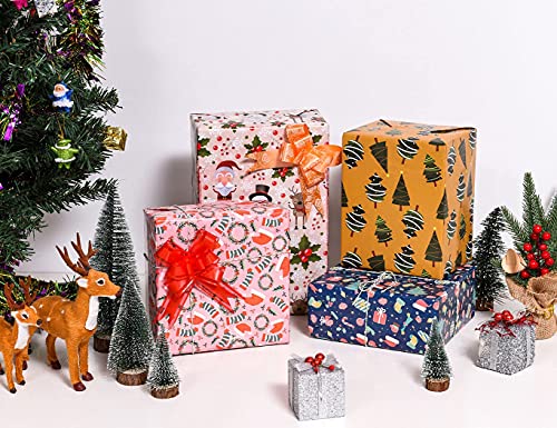 ZINTBIAL Christmas Wrapping Paper for Kids Boys Girls Baby Men Women - Gift Wrapping Paper Include Santa, Stockings,Tree, Xmas Wrapping Paper 20 x 29 Inches per Sheet （12 Sheets 48 sq. ft.）Recyclable,Easy to Store,Not Rolled