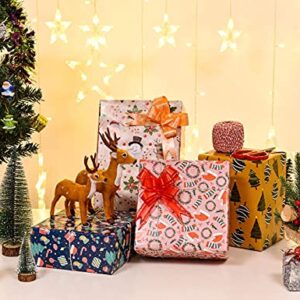 ZINTBIAL Christmas Wrapping Paper for Kids Boys Girls Baby Men Women - Gift Wrapping Paper Include Santa, Stockings,Tree, Xmas Wrapping Paper 20 x 29 Inches per Sheet （12 Sheets 48 sq. ft.）Recyclable,Easy to Store,Not Rolled