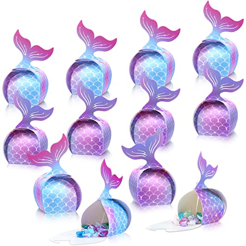 Laumoi 36 Pcs Mermaid Candy Boxes Mermaid Tail Treat Boxes Mermaid Party Boxes Favors Mermaid Party Favor Bags Mermaid Candy Bags for Kids Baby Shower Birthday Mermaid Birthday Decorations (Mermaid)