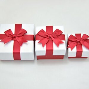 Paialco Jewelry Package Paper Gift Box Red Ribbon Bow-Knot 2 1/4-Inch by 2 1/4-Inch