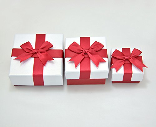 Paialco Jewelry Package Paper Gift Box Red Ribbon Bow-Knot 2 1/4-Inch by 2 1/4-Inch