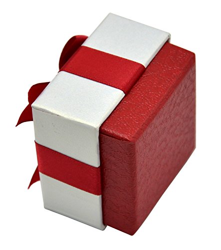 Paialco Jewelry Package Paper Gift Box Red Ribbon Bow-Knot 2 1/4-Inch by 2 1/4-Inch