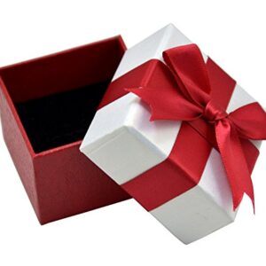 Paialco Jewelry Package Paper Gift Box Red Ribbon Bow-Knot 2 1/4-Inch by 2 1/4-Inch