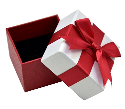 Paialco Jewelry Package Paper Gift Box Red Ribbon Bow-Knot 2 1/4-Inch by 2 1/4-Inch