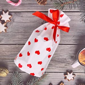 Enjonar 24pcs Treat Bags Party Favor Bags Love Plastic Drawstring Gift Bags Red Heart Candy Bags Goodies Bags Food Storage Bags Gift Wrapping Package