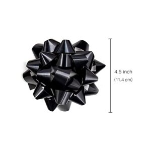 MAYPLUSS 4.5" Black Gift Bow Assortment (10 Bows, 3 Spools of Ribbon), Perfect for Christmas, Birthday, Holiday, Party Favors Decorations