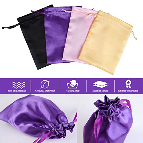 Boshen 25PCS Satin Gift Bags 6.7"x9" Jewelry Candy Pouches Drawstring Pouch Wedding Birthday Party Xmas Halloween Festival Favor DIY Bags - Purple