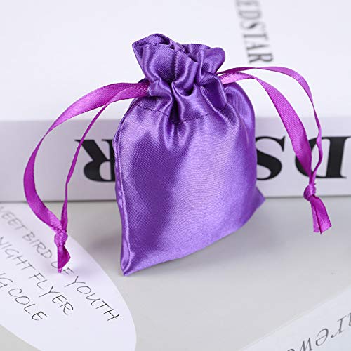 Boshen 25PCS Satin Gift Bags 6.7"x9" Jewelry Candy Pouches Drawstring Pouch Wedding Birthday Party Xmas Halloween Festival Favor DIY Bags - Purple