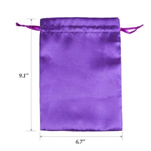 Boshen 25PCS Satin Gift Bags 6.7"x9" Jewelry Candy Pouches Drawstring Pouch Wedding Birthday Party Xmas Halloween Festival Favor DIY Bags - Purple