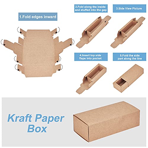 BENECREAT 12PCS Brown Kraft Packaging Drawer Box 4.8x2x1.5 Inch Cardboard Present Box for Lipstick, Small Perfume Essential Oil Bottle