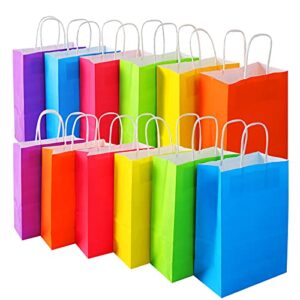 jutoe 24pcs kraft paper gift bags,recyclable paper shopping bags with handles,rainbow colors retail bags,birthday party bags,souvenir gift bags