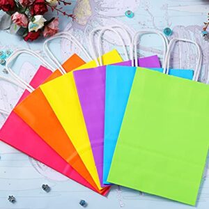 Jutoe 24pcs Kraft Paper Gift Bags,Recyclable Paper Shopping Bags with Handles,Rainbow Colors Retail Bags,Birthday Party Bags,Souvenir Gift Bags