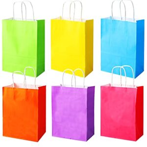 Jutoe 24pcs Kraft Paper Gift Bags,Recyclable Paper Shopping Bags with Handles,Rainbow Colors Retail Bags,Birthday Party Bags,Souvenir Gift Bags