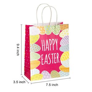 JOYIN 24 Pcs Easter Gift Bags Bunny Paper Bags with Handle for kids Easter Egg Hunts, Large Party Favors Candy Goodie Treat Bags Bulk Gift Wrapping