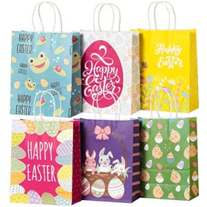 JOYIN 24 Pcs Easter Gift Bags Bunny Paper Bags with Handle for kids Easter Egg Hunts, Large Party Favors Candy Goodie Treat Bags Bulk Gift Wrapping