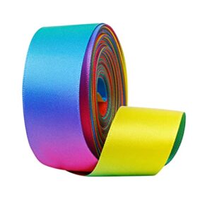 dark rainbow satin ribbon double face curling ribbons for crafts, wreath, gift wrapping, home decor, party, 1” 10 yards