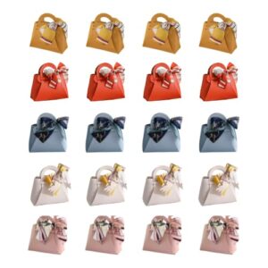 20 leather gift bags with ribbon in assorted colors (pink, red, yellow, orange, and blue) for baby showers, bridal showers, birthdays, anniversary, 4 of each color, 4.73’’*2.17’’*5.12’’