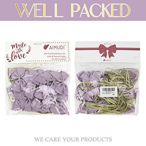 AIMUDI Stretch Loops with Pre Tied Satin Bows 10", Purple Elastic Gift Bows Stretch Bows for Gift Wrapping Stretch Cord with Bow Elastic Ribbon for Gift Boxes Party Favors (24 Pack)