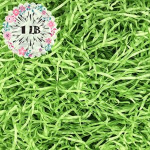 easter grass basket filler 1lb recyclable paper shred crinkle shredded paper for easter basket stuffers gift wrapping & basket filling (green)