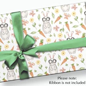 Stesha Party Bunny Rabbit Gift Wrapping Paper - Folded Flat 30 x 20 Inch (3 Sheets)