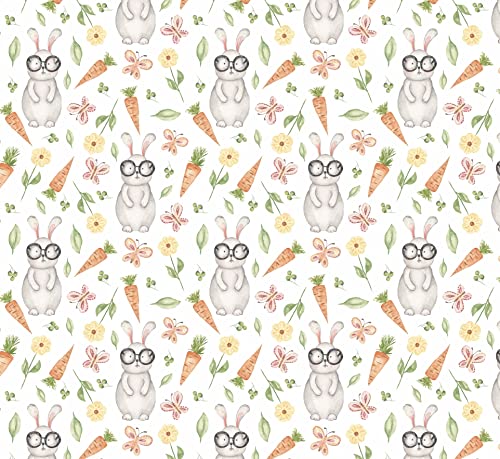 Stesha Party Bunny Rabbit Gift Wrapping Paper - Folded Flat 30 x 20 Inch (3 Sheets)