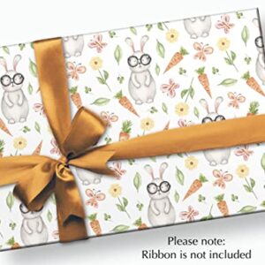 Stesha Party Bunny Rabbit Gift Wrapping Paper - Folded Flat 30 x 20 Inch (3 Sheets)