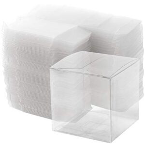 hozeon 150 pcs clear favor boxes 2 x 2 x 2 inches, clear plastic gift boxes, transparent gift box for candy, cookies, gift, wedding, birthday party, cupcakes, thanksgiving, christmas