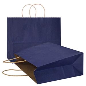 azowa gift bags large kraft paper bags with handles (12.5 l x 4.7 w x 10.2 h in, navy blue, 12 pcs, horizontal)