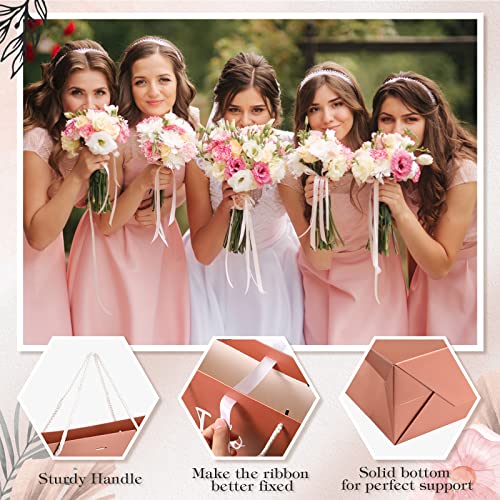 8 Pcs Bridesmaid Gift Bags I Do Crew Wedding Gifts Bags with Tissue Paper Ribbon for Wedding Day Bachelorette Party Bridal Party Favor Team Bride Bridal Shower Gift Bag, Rose Gold