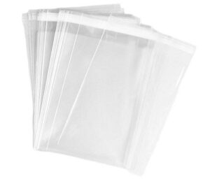 100pcs 4.5×5.5 inch clear automatic sealing flat cello/cellophane bag packaging treat bags favor bags with self seal lip adhesive closure for snacks bakery candies