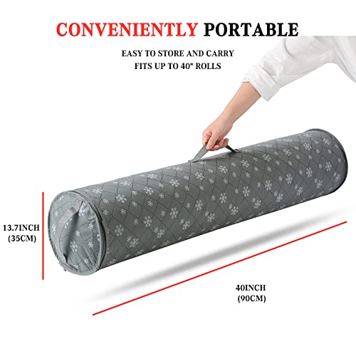 Mocolerno Large Thickened Wrapping Paper Storage Bag [2-Pack] Fits Rolls Upto 40" Wrap Organizers Containers Under Bed Wrapping Paper Storage Container (Gray)