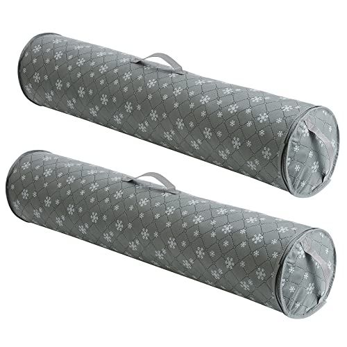 Mocolerno Large Thickened Wrapping Paper Storage Bag [2-Pack] Fits Rolls Upto 40" Wrap Organizers Containers Under Bed Wrapping Paper Storage Container (Gray)