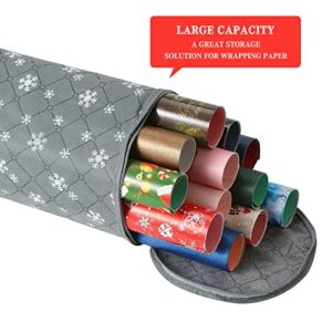 Mocolerno Large Thickened Wrapping Paper Storage Bag [2-Pack] Fits Rolls Upto 40" Wrap Organizers Containers Under Bed Wrapping Paper Storage Container (Gray)