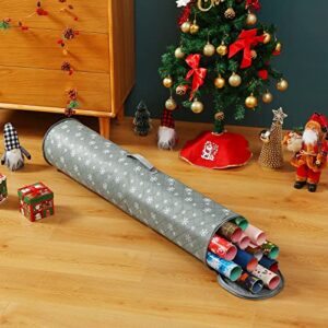 Mocolerno Large Thickened Wrapping Paper Storage Bag [2-Pack] Fits Rolls Upto 40" Wrap Organizers Containers Under Bed Wrapping Paper Storage Container (Gray)