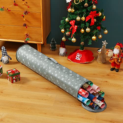 Mocolerno Large Thickened Wrapping Paper Storage Bag [2-Pack] Fits Rolls Upto 40" Wrap Organizers Containers Under Bed Wrapping Paper Storage Container (Gray)