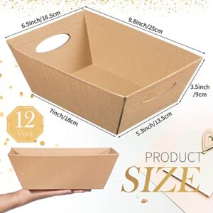 44 Pcs Basket for Gifts Empty Gift Basket Kit Include 12 Gift Basket Empty 12 Plastic Bags for Gift Baskets and 20 Gold Pull Bows for Wedding Birthday Thanksgiving Christmas Party Gift Wrapping