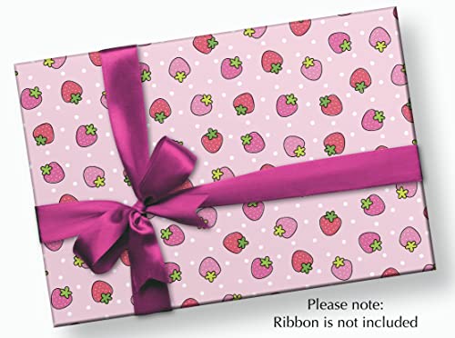 Strawberry Party Gift Wrapping Paper - Folded Flat 30 x 20 Inch (3 Sheets)