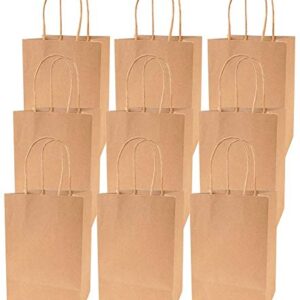 DERAYEE 24 Pcs Kraft Paper Bags, 5.5 * 3.8 * 8in Shopping Bags Bulk with handle, Gifts, Merchandise, Retail, Brown Paper Bag Party Supplies