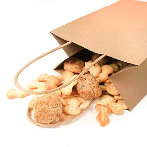 DERAYEE 24 Pcs Kraft Paper Bags, 5.5 * 3.8 * 8in Shopping Bags Bulk with handle, Gifts, Merchandise, Retail, Brown Paper Bag Party Supplies