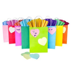 PAICUIKE 24 Pcs 8.3x3.15x5.9 Inch, 8 Colores Kraft Paper Gift Bag with Handles Bulk, Goodie Bags for Birthday Party Favor Bags & Rainbow Gift Bags & Gift Wrap Bags